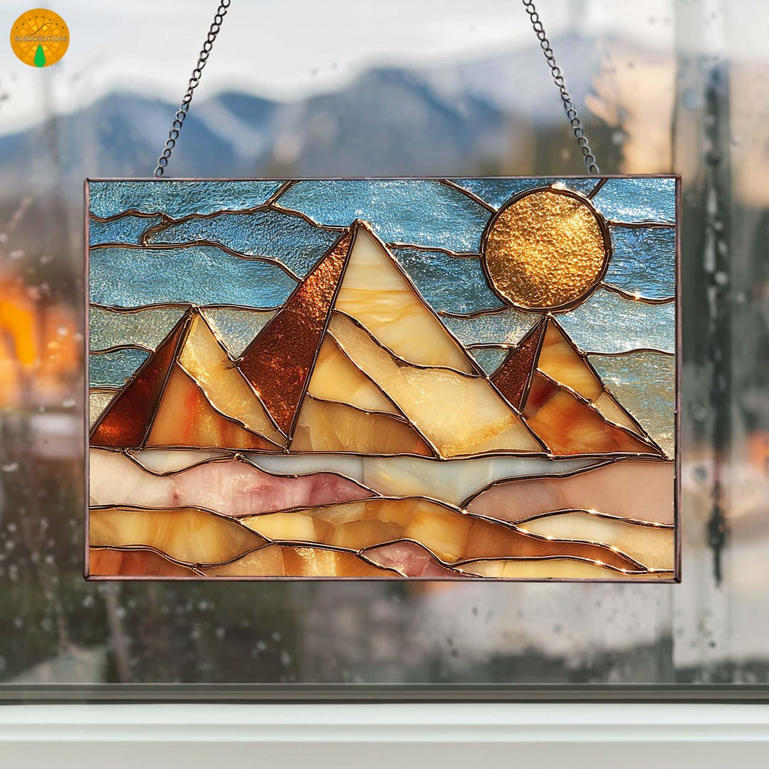 PB162 Egyptian Pyramid Stained Glass Home Decor Window Wall Hanging ...