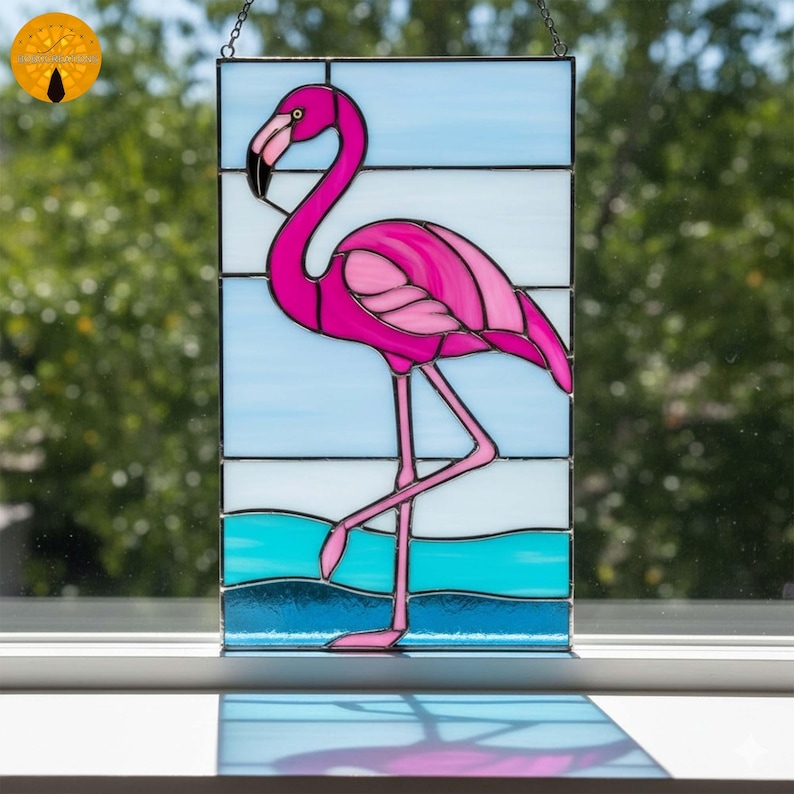 PNF191 Flamingo Stained Glass Pattern • Pink Bird Suncatcher Template ...
