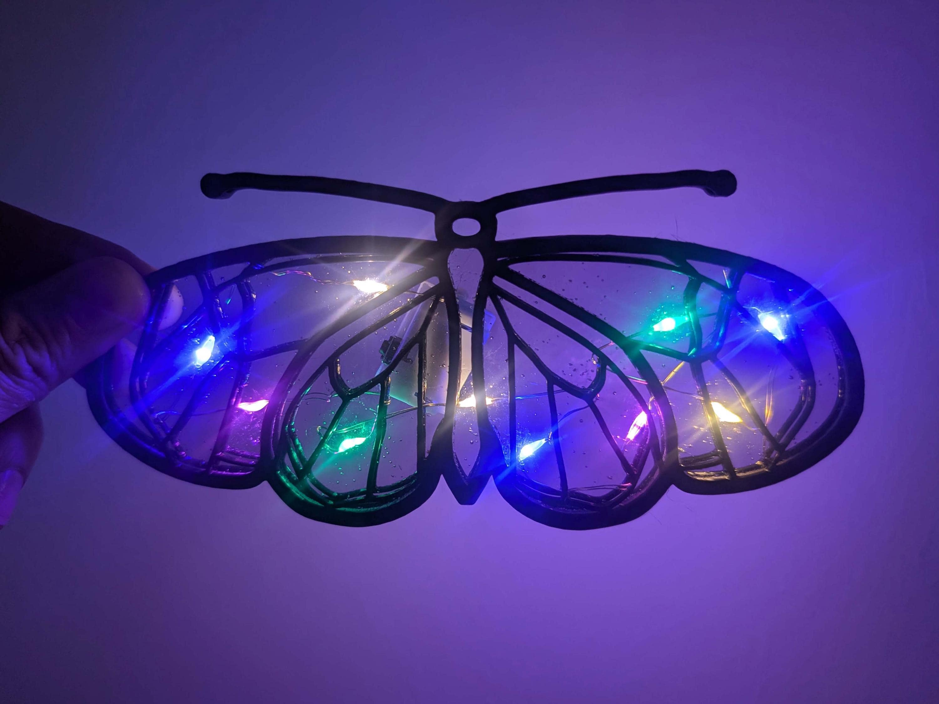 Glasswing Butterfly Stained Glass Night Light Stained Glass Decoration ...