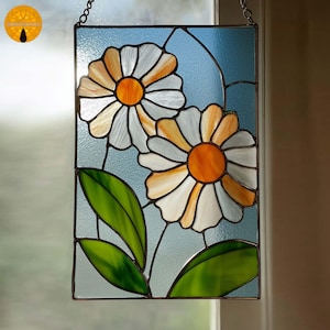 PNF136 Daisy Stained Glass Pattern Template for Window Decor and DIY ...