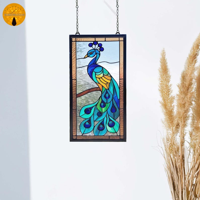 PNF25 Peacock Stained Glass Pattern – Elegant Bird Design, Digital ...