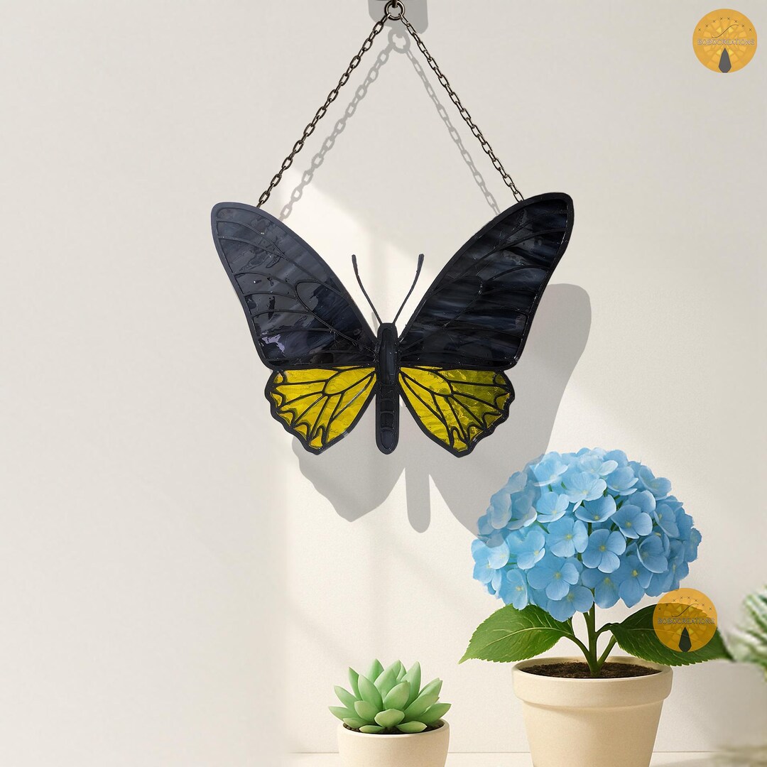 Stained Glass Malayan Birdwing Butterfly | Handmade Pen Holder for ...