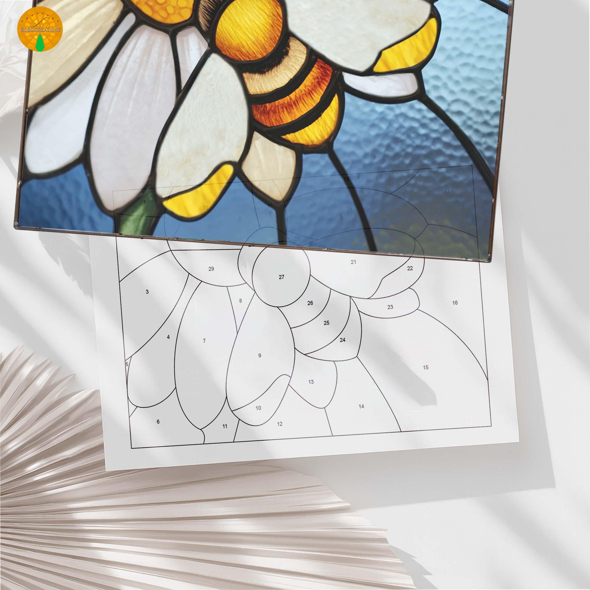 PB69 Stained Glass Honeybee, Glass Bumblebee, Bee Stained Glass Home ...