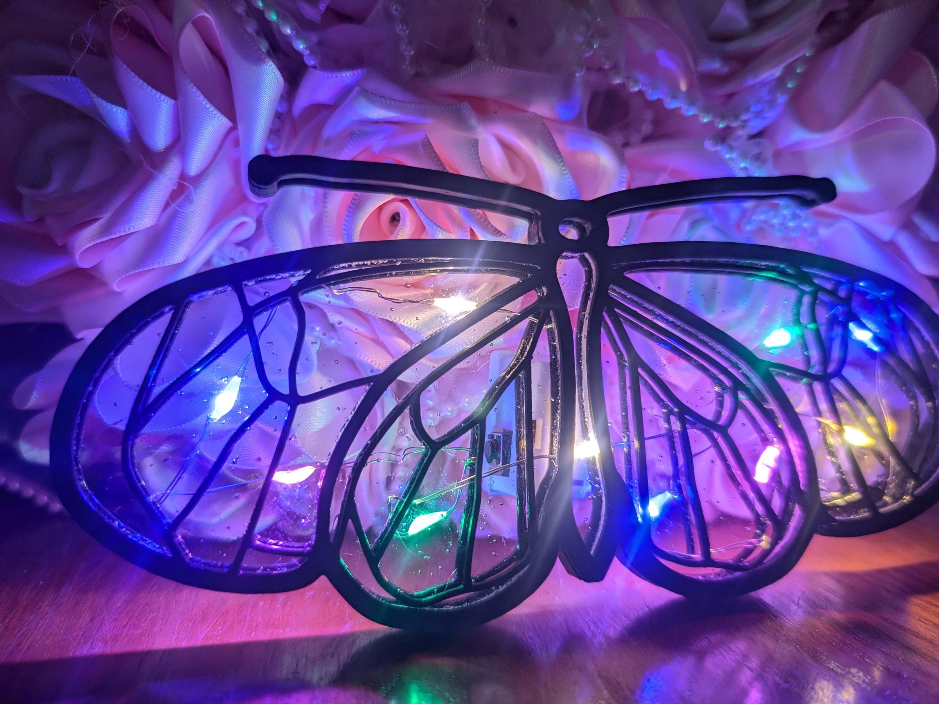 Glasswing Butterfly Stained Glass Night Light Stained Glass Decoration ...
