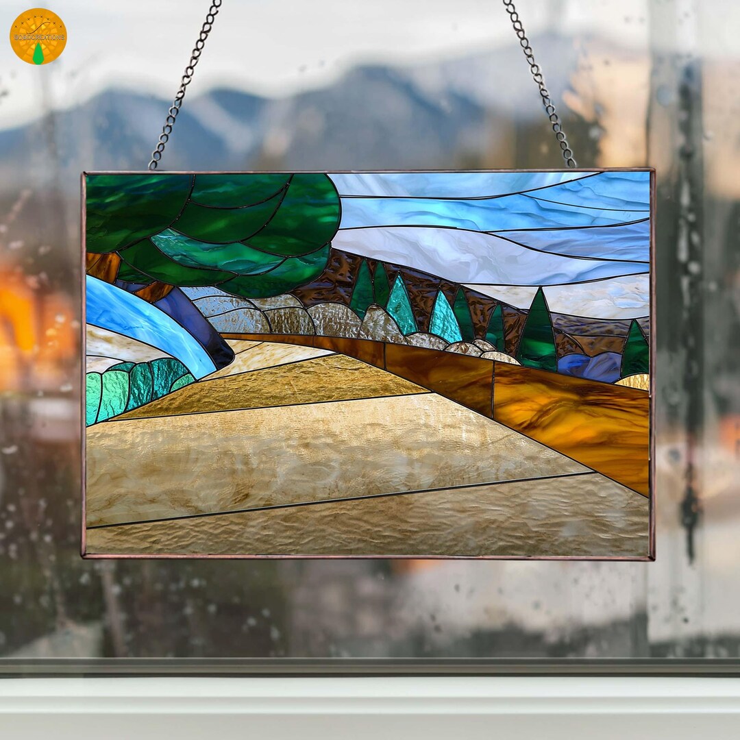 Stained Glass Road Bridge Between Trees Landscapedigital File | Svg ...