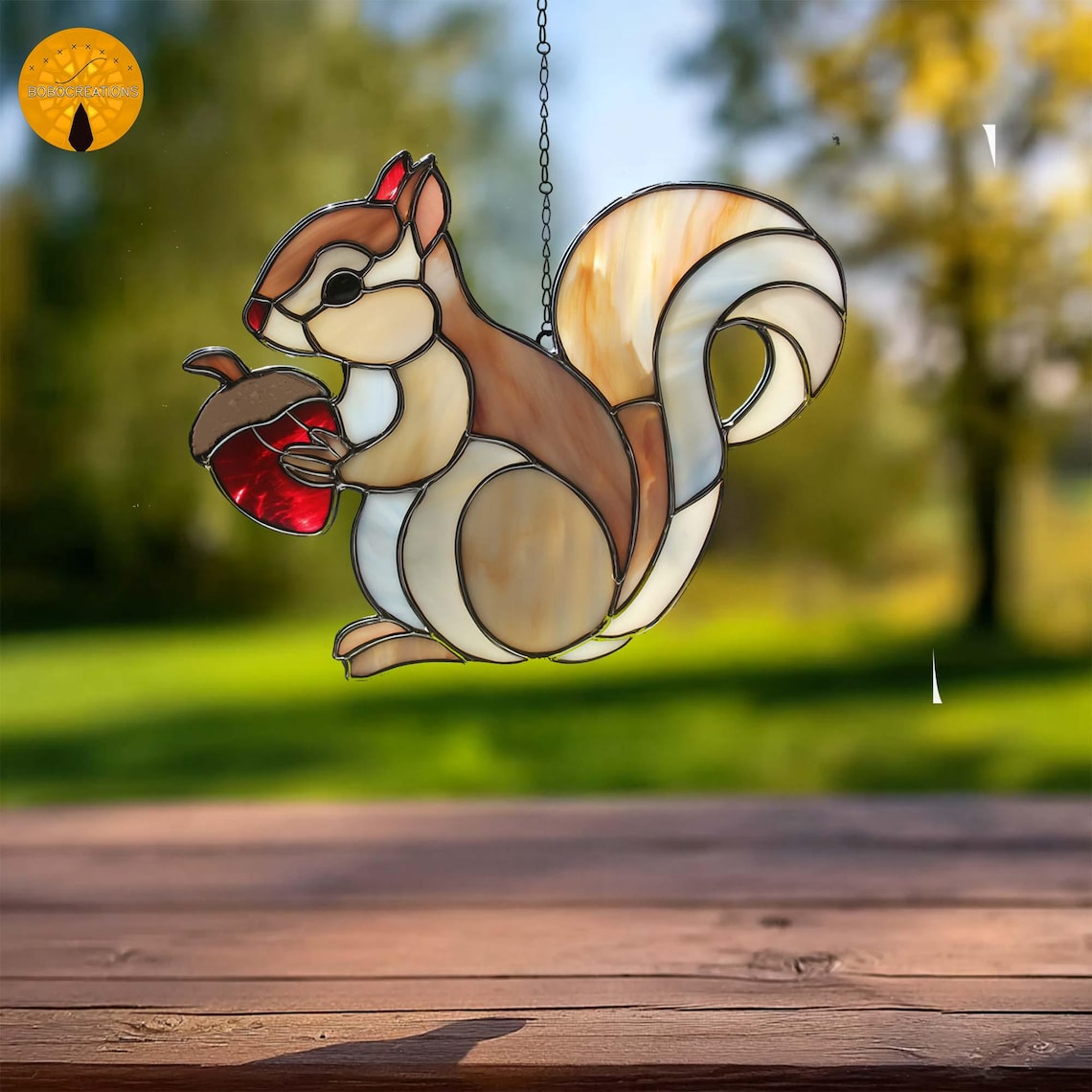 PB108 Stained Glass Squirrel Pattern Cute Suncatcher Squirrel Pattern ...