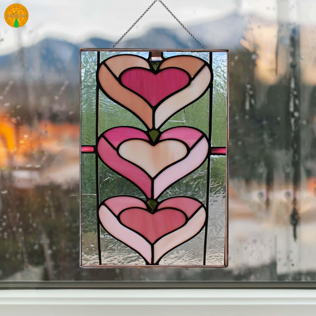 PB304 Heart Stained Glass Valentines Day Decor Gifts for Girlfriend ...