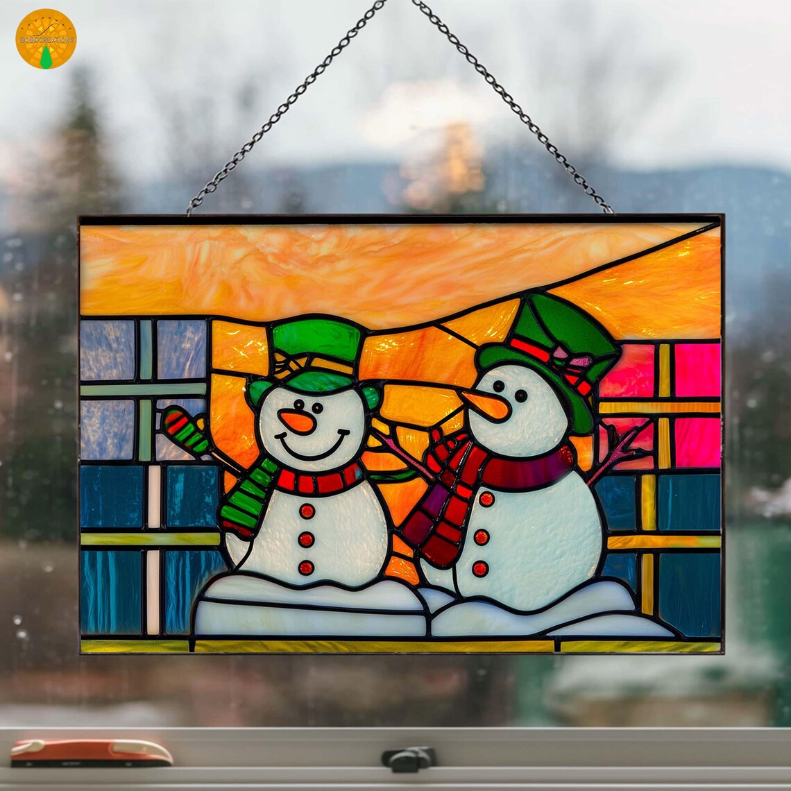 PB28 Snowman Stained Glass Pattern Christmas Suncatcher DIY Pattern ...