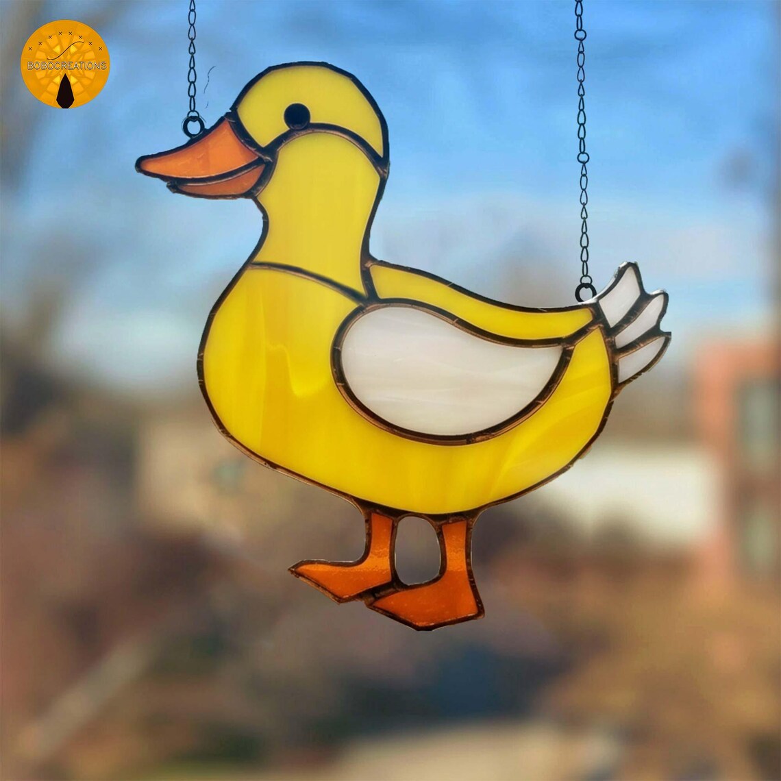 BB22 Duck Stained Glass Pattern Cute Farm Bird Suncatcher Design ...
