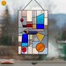 NP72 Bird Sun and Star Geometric Galaxy Stained Glass Pattern Digital ...