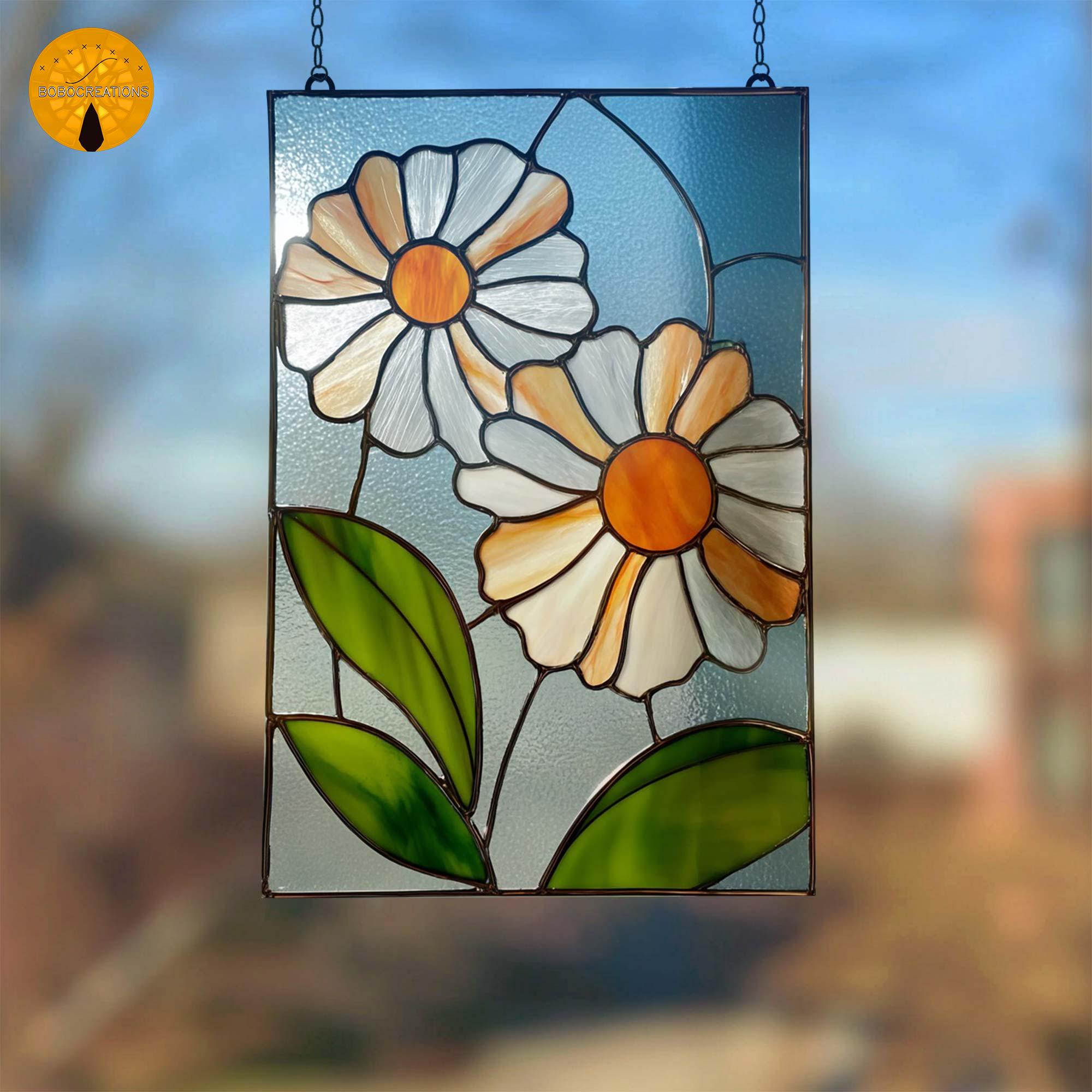 PNF136 Daisy Stained Glass Pattern Template for Window Decor and DIY ...