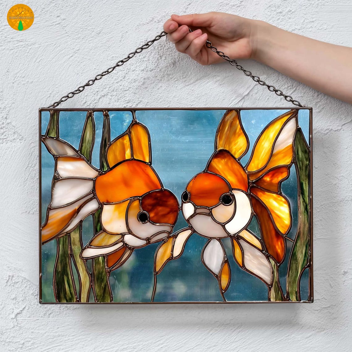 PB111 Stanied Glass Goldfish Suncatcher Decor Home Window Wall Hangings ...