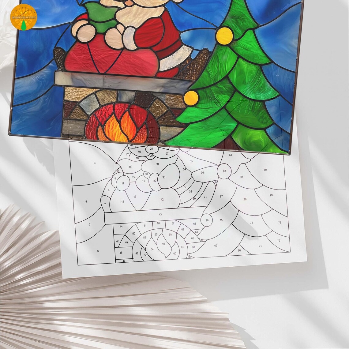 PB34 Santa Claus Stained Glass Christmas Derco Gift Pattern Suncatcher ...
