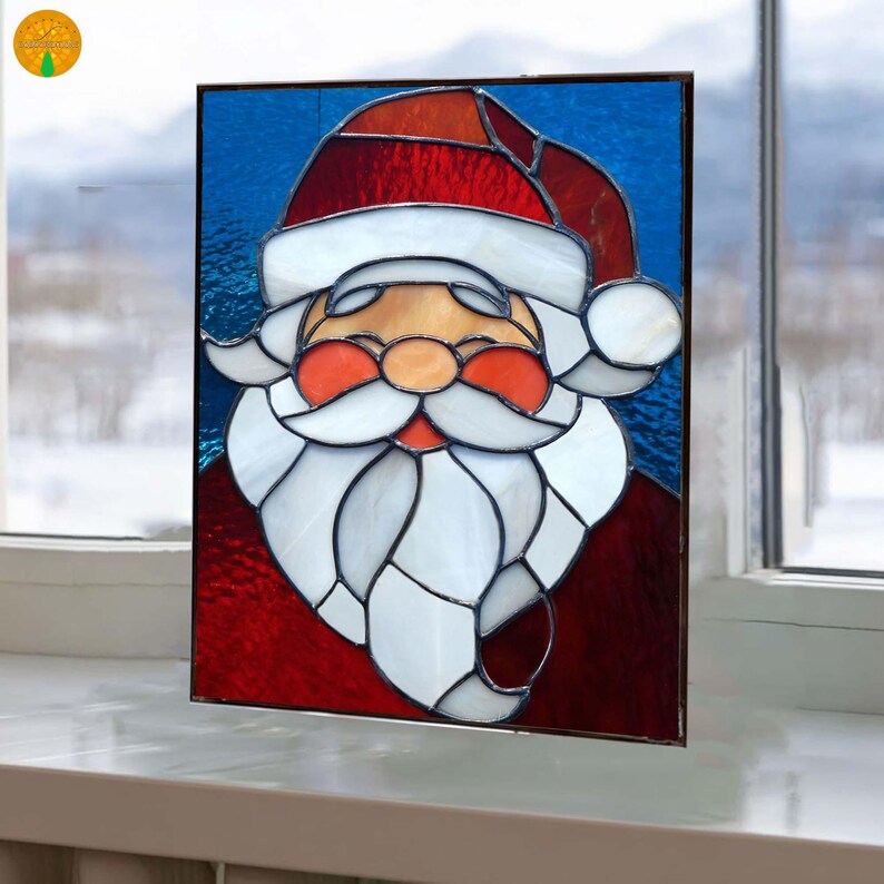 PB51 Stained Glass Santa Claus Face Gift Decor Christmas Digital ...