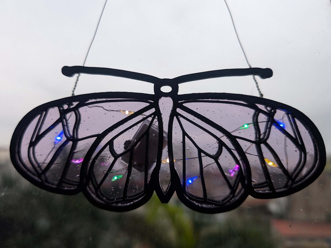 Glasswing Butterfly Stained Glass Night Light Stained Glass Decoration ...