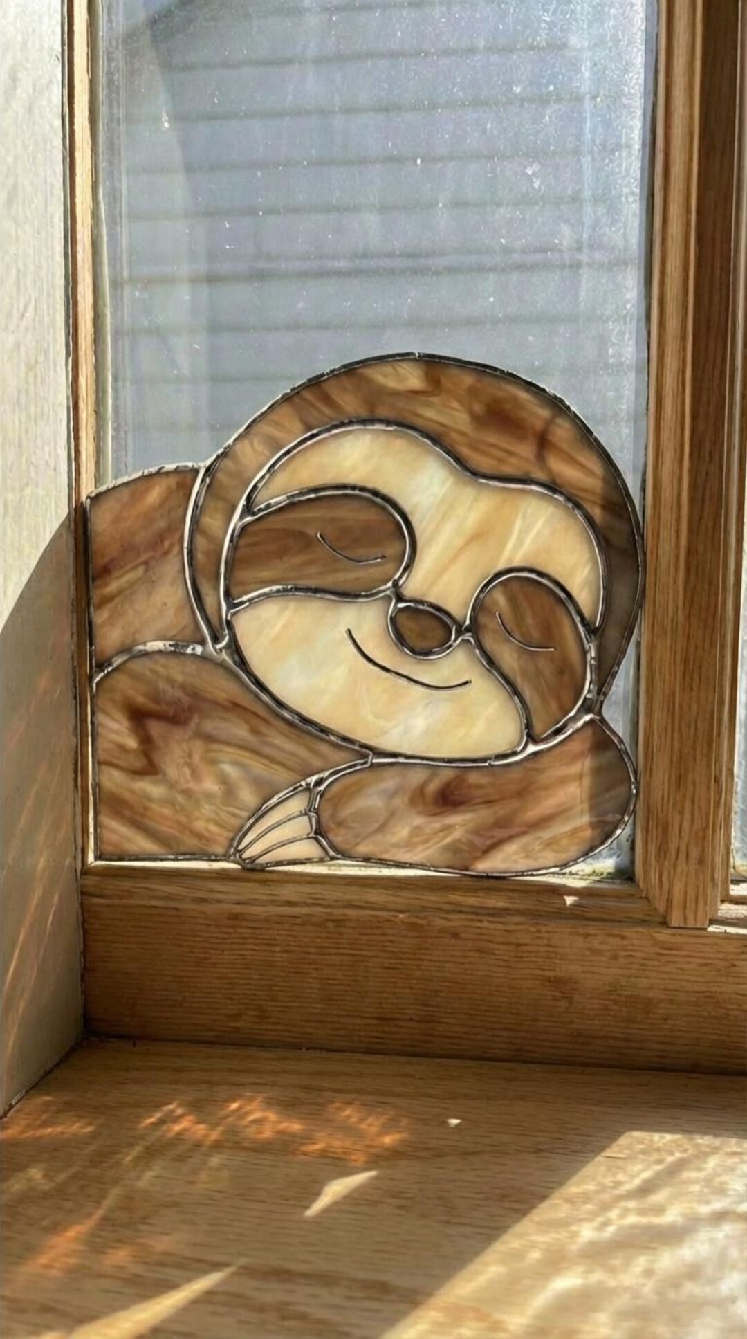 PB419 Stained Glass Window Corner Sloth Funny Animal With Window ...
