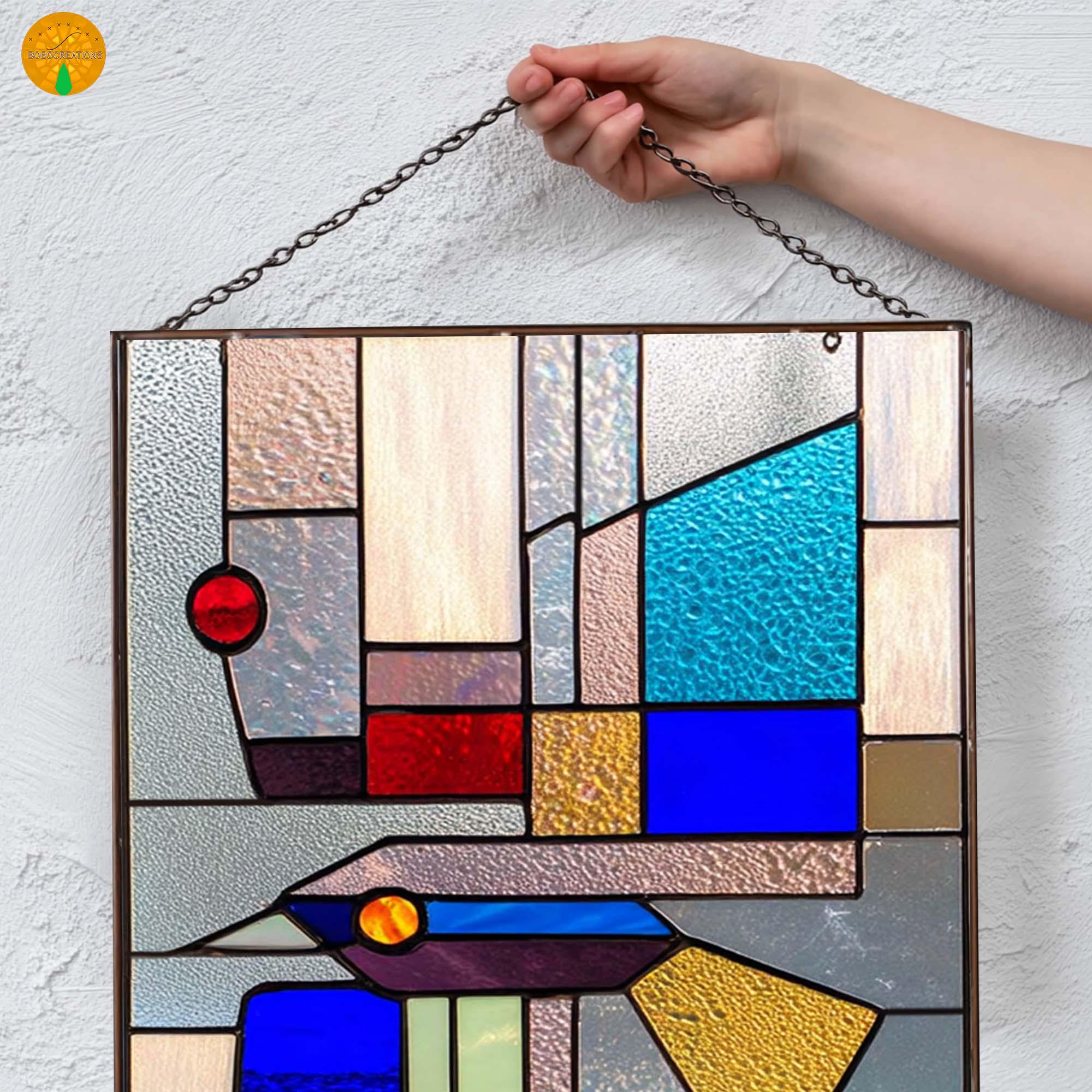 NP72 Bird Sun and Star Geometric Galaxy Stained Glass Pattern Digital ...