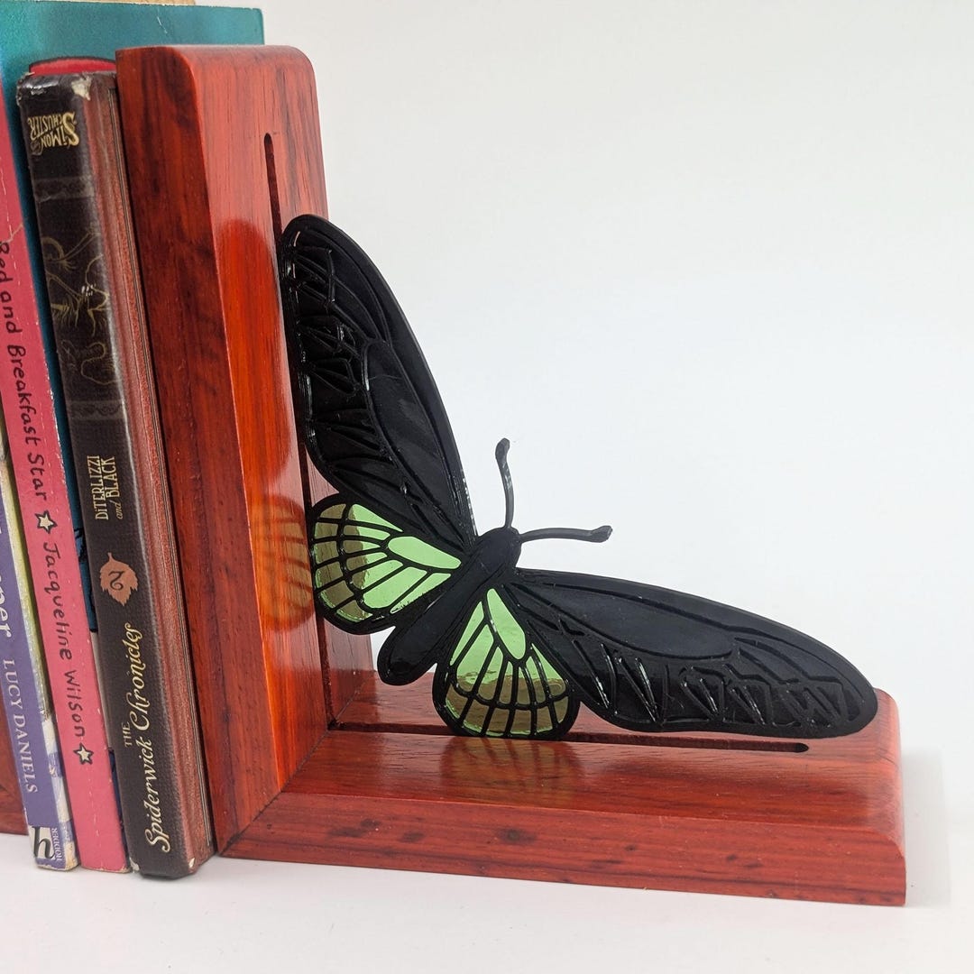 Butterfly Bookend BO05 – Yellow and Black Glass & 3D Printed Book ...