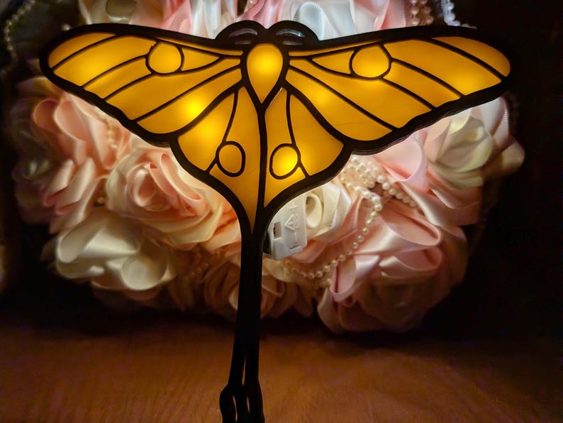 Comet Moth Butterfly Stained Glass Night Light Butterfly Stained Glass ...