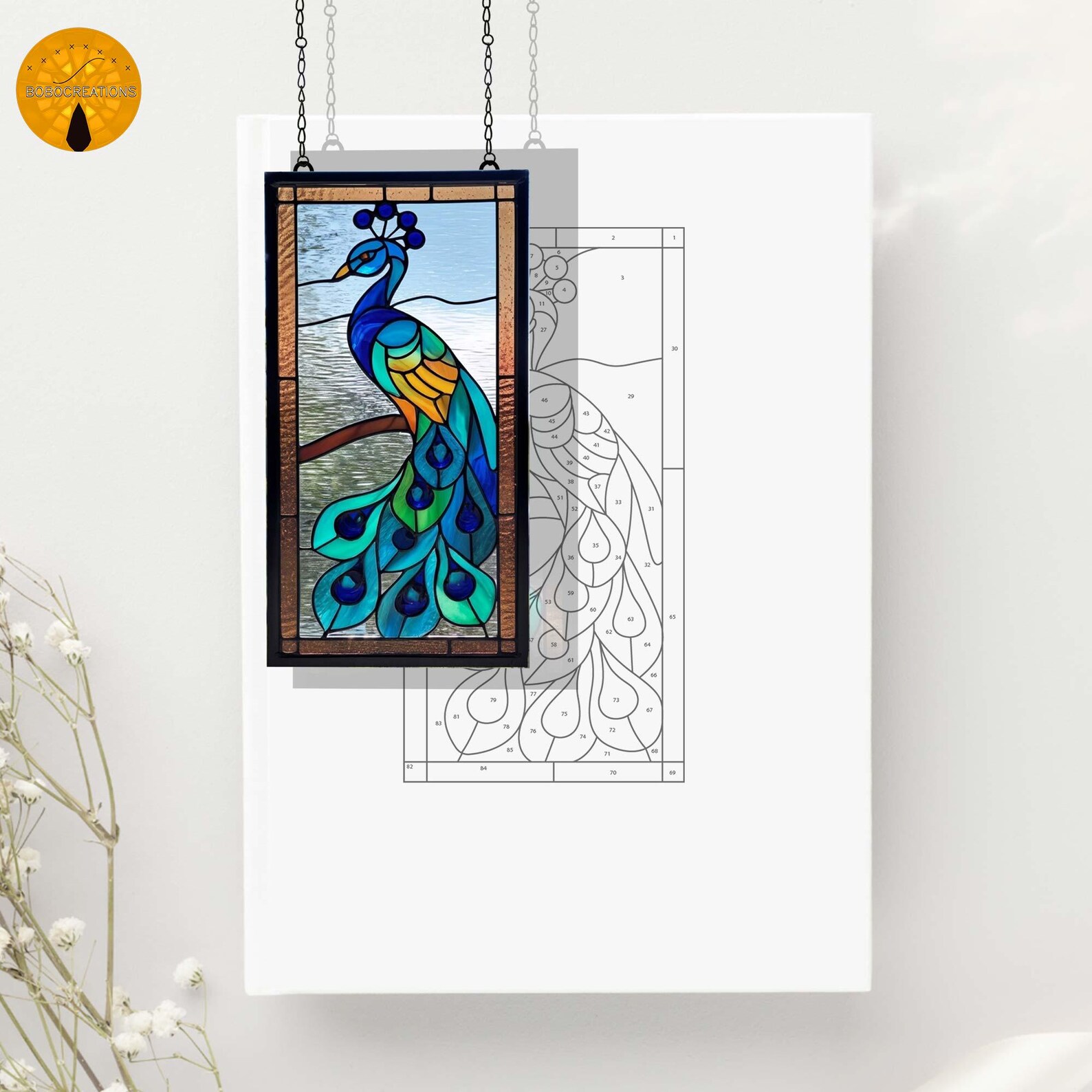 PNF25 Peacock Stained Glass Pattern – Elegant Bird Design, Digital ...