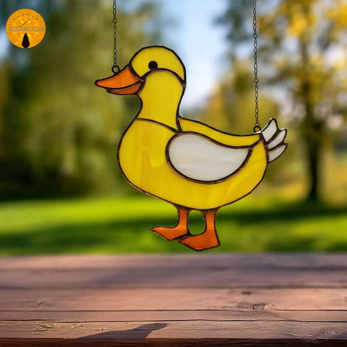 BB22 Duck Stained Glass Pattern Cute Farm Bird Suncatcher Design ...