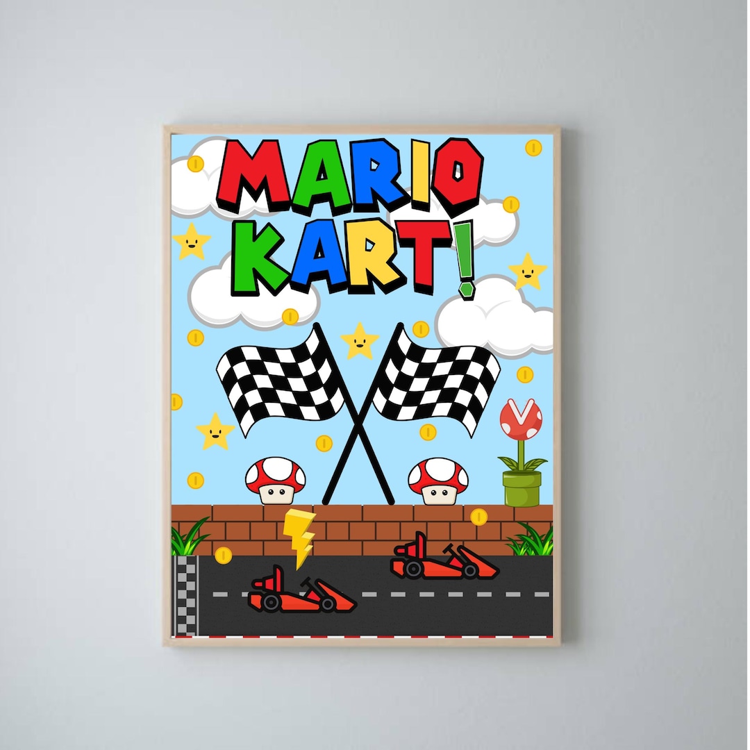 Mario Kart Poster, Super Mario Kart Poster, Mario Kart, Mario Wall Art ...