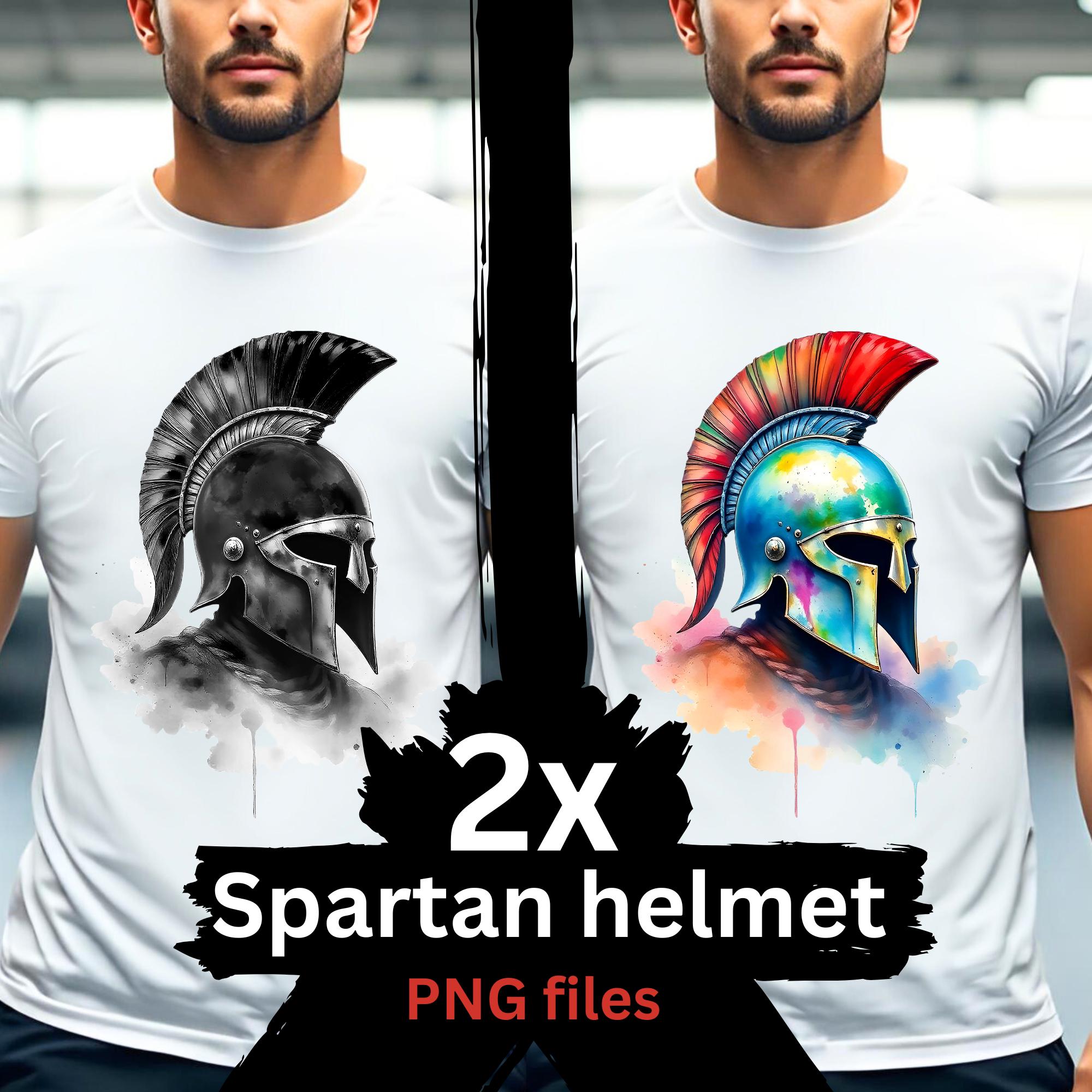 Watercolour SPARTAN HELMET Clipart PNG - Rainbow & Black and White ...
