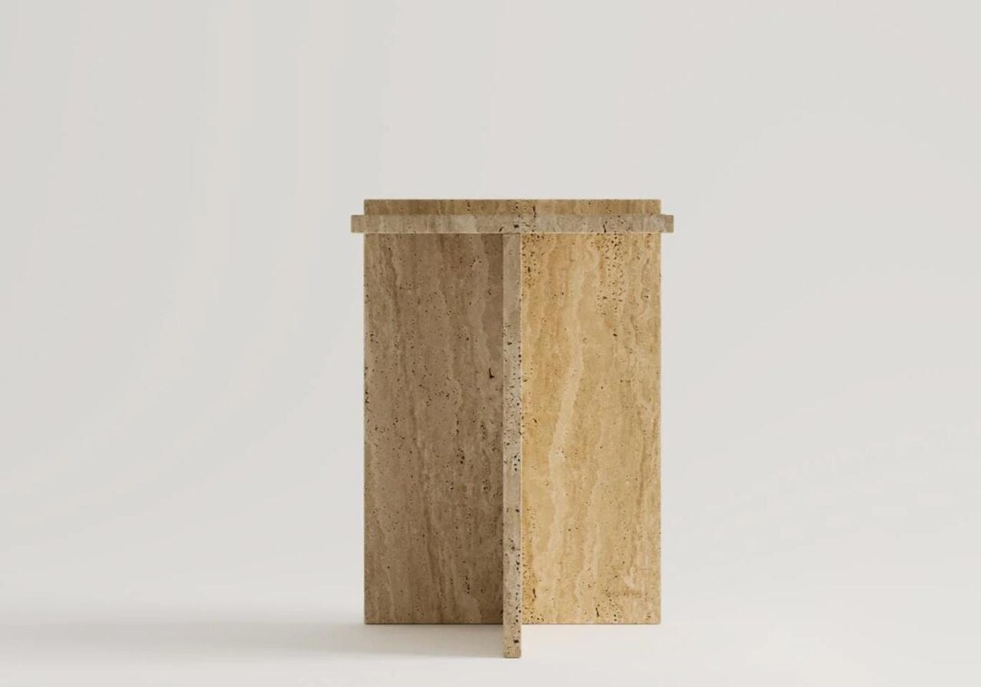 Travertine End Table Marble Stone Side Table Handmade Coffee Table - Etsy