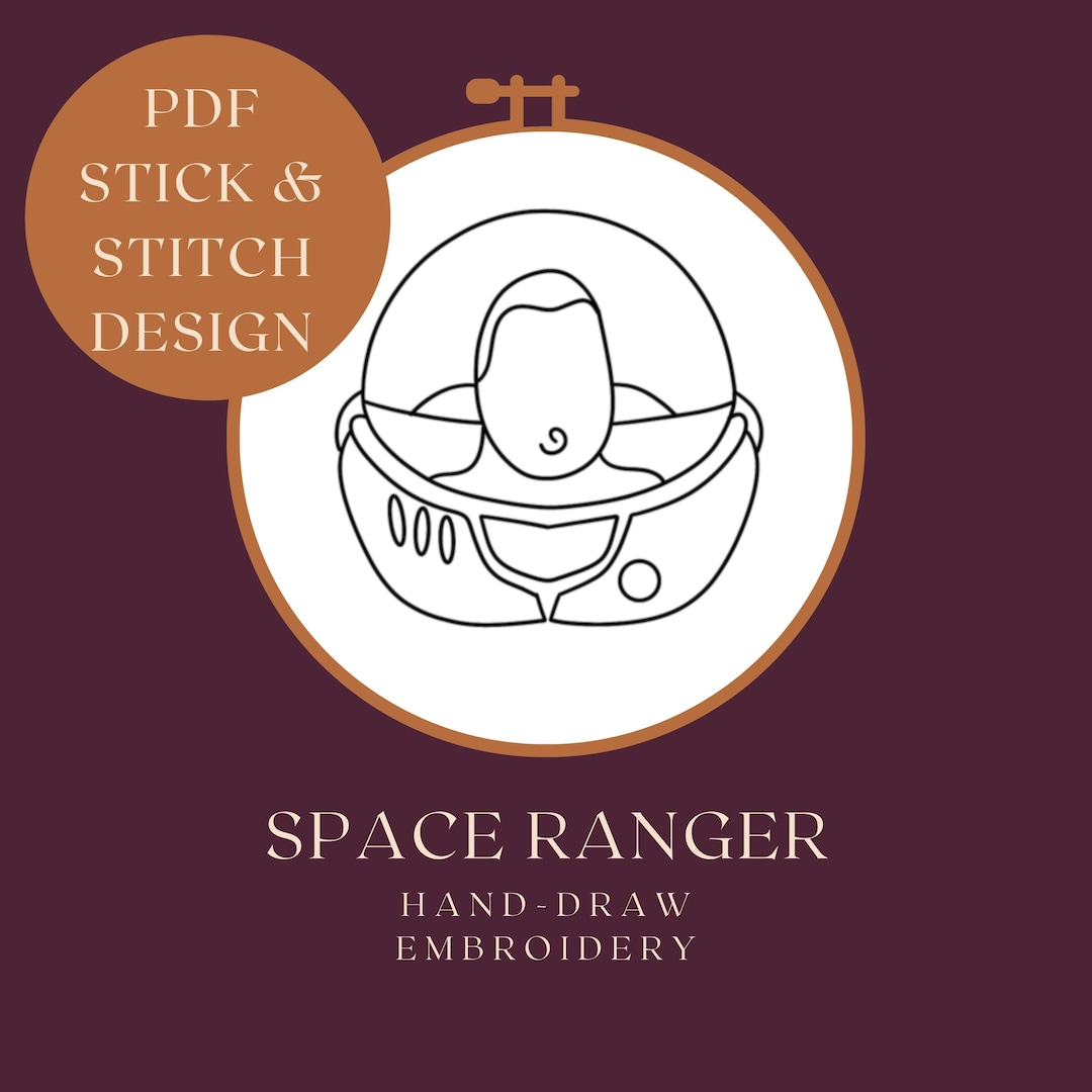 Space Ranger Helmet Embroidery Pattern | Sci-fi Stick and Stitch Design ...