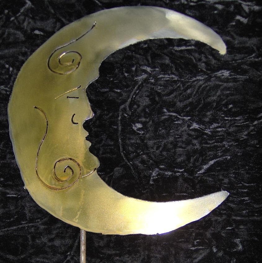 MOON STAKE Celestial MOON Steel Garden Yard Art Decor - Etsy
