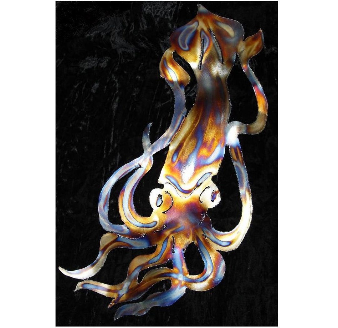 SQUID Kraken Ocean Marine Sea Life Beach House Home Metal Wall Art ...