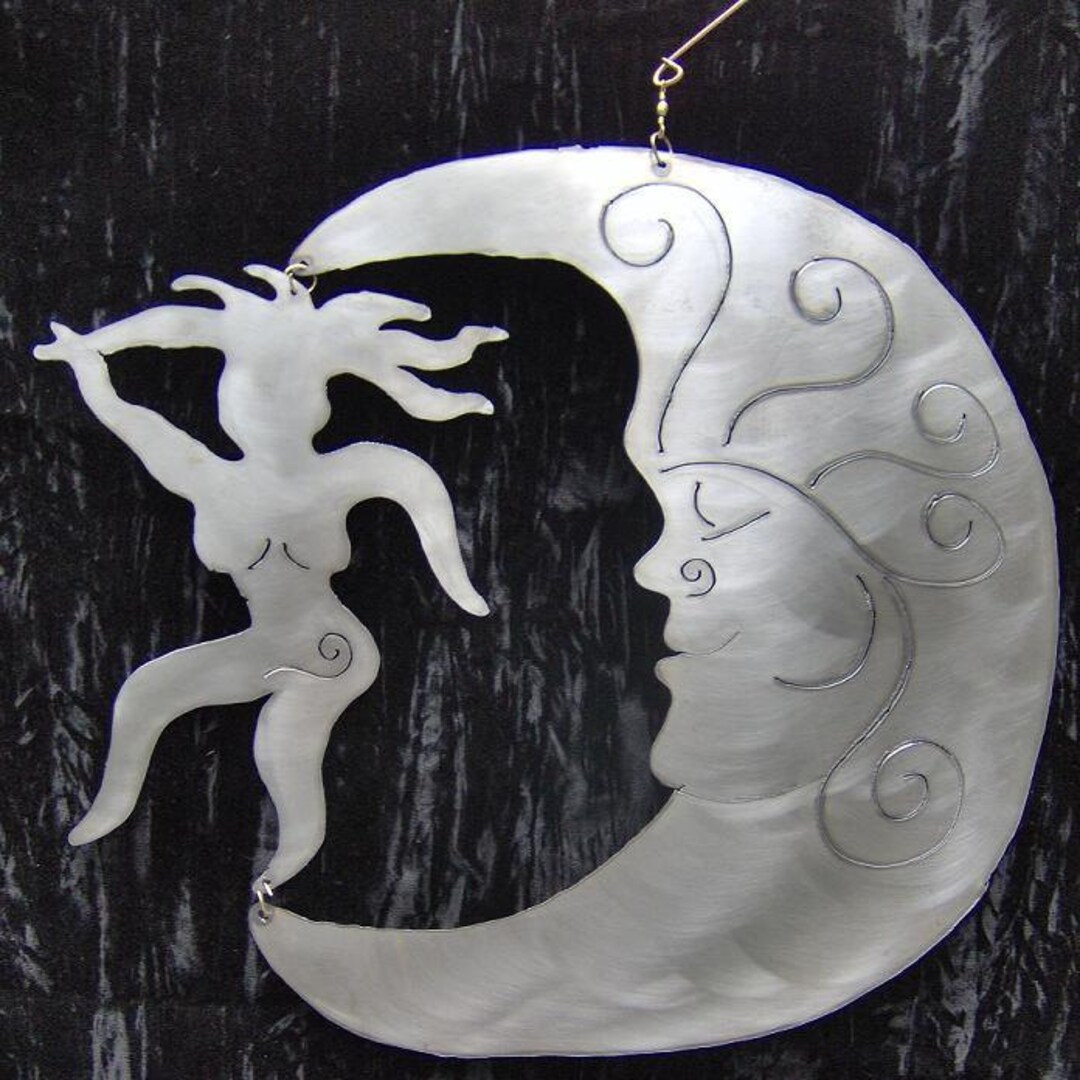 MOON N WHIMSY WOMAN Dancer Mother Earth Hanging Yard Pond Kinetic Art ...