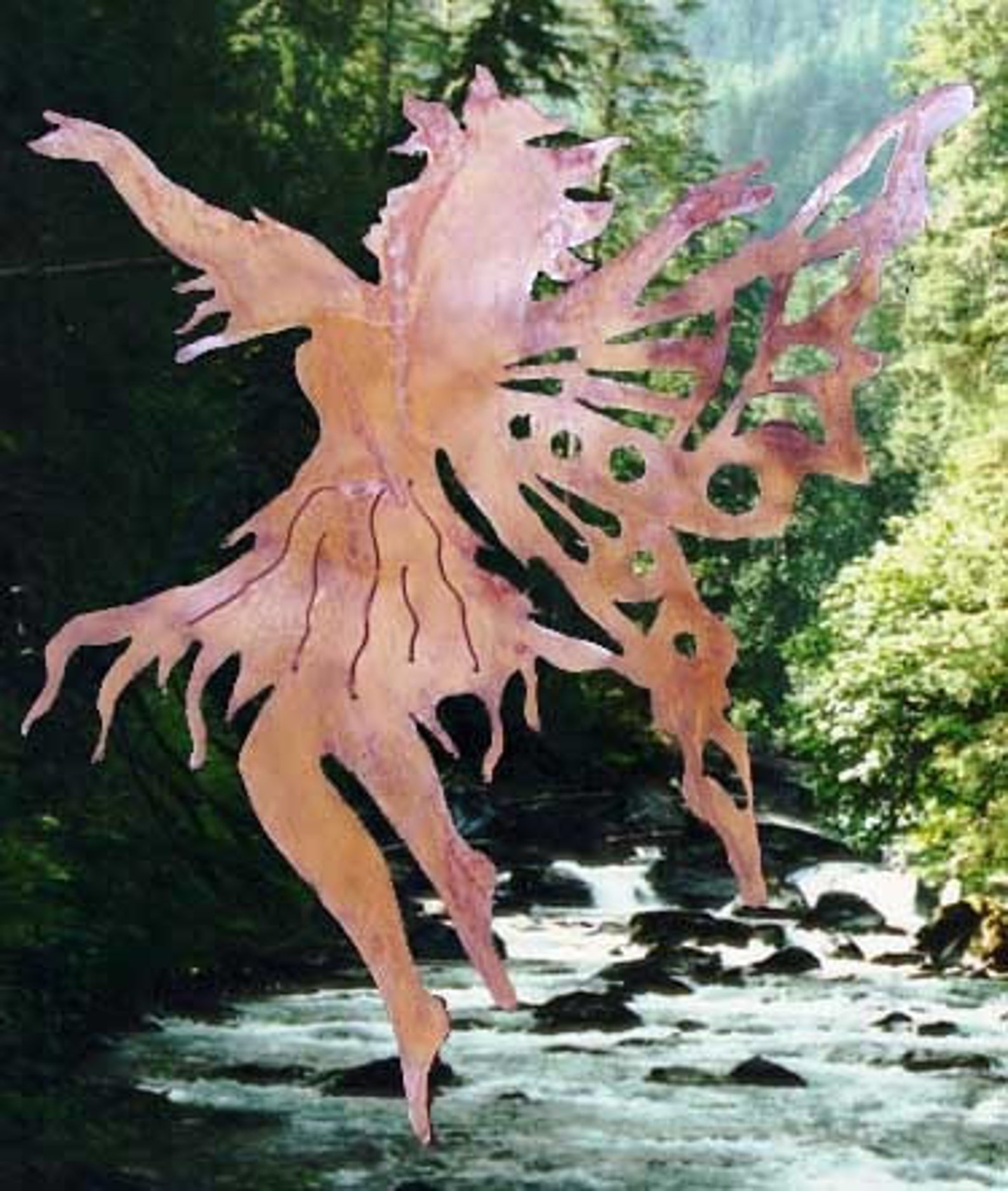 SKYDANCER FAIRY Fairie Handcrafted Steel Garden Yard Pond Art Pixie ...
