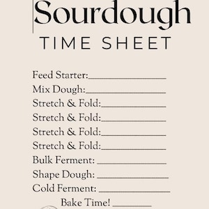 Sourdough Time Sheet - Etsy