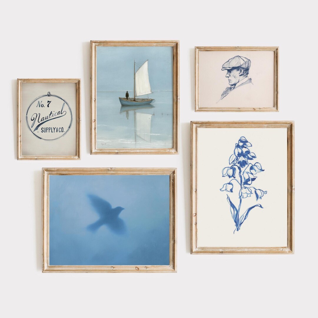 Vintage Coastal Art Prints | Nautical Gallery Wall Set (digital ...