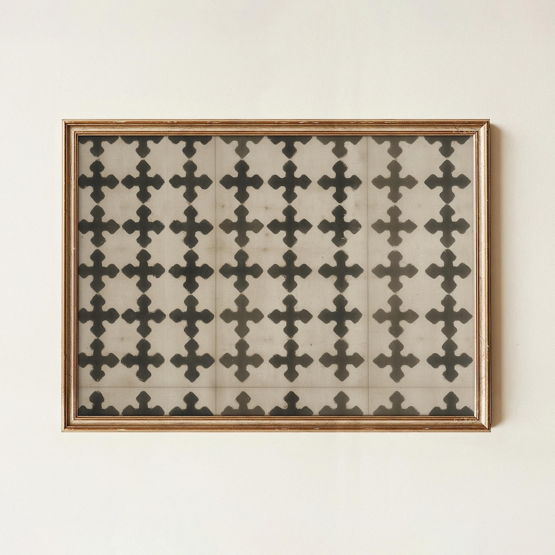 Antique Clover Tile Print, Rustic Farmhouse Wall Art (digital Download ...