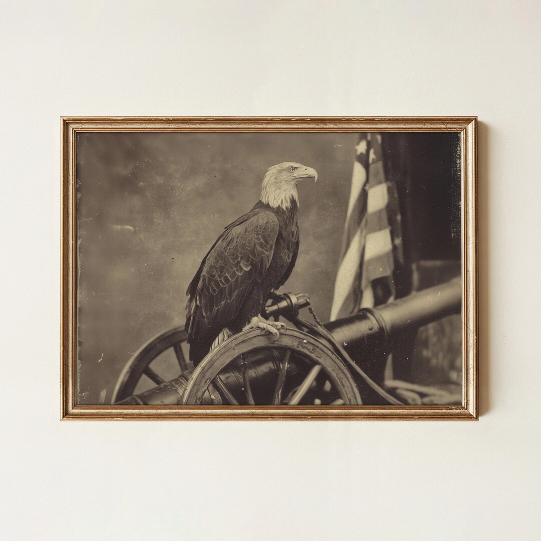 Vintage Eagle on Cannon Wheel Print, Sepia Americana (digital Download ...