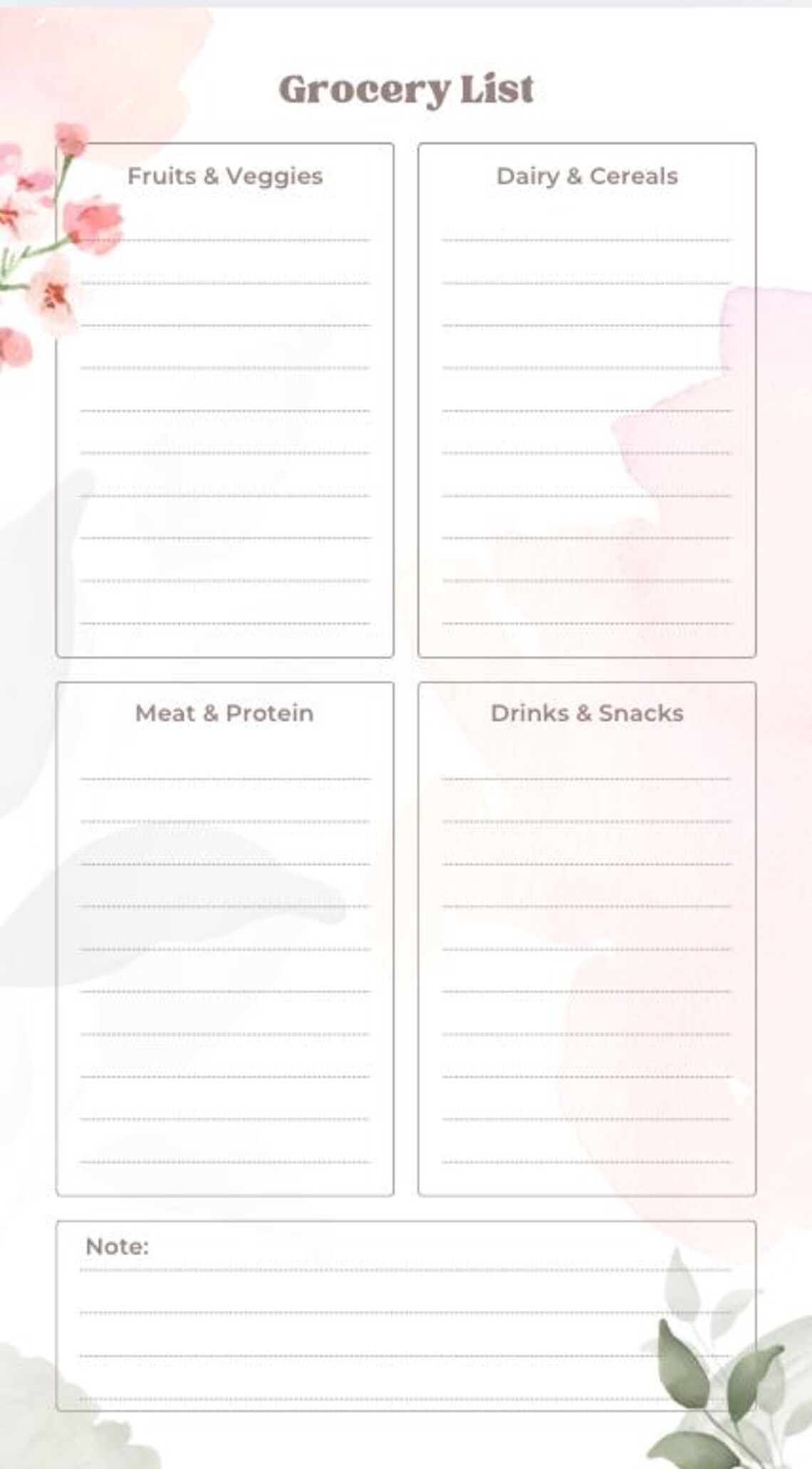 7-day Printable Meal Planner PDF – Includes Grocery List & 5 Bones ...