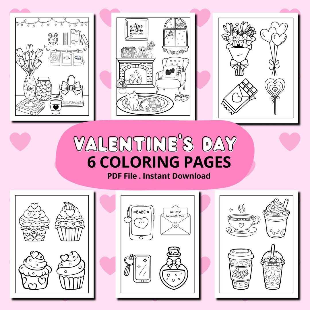 Valentine’s Day Coloring Pages | Cozy and Sweet Stress Relief | Mind ...