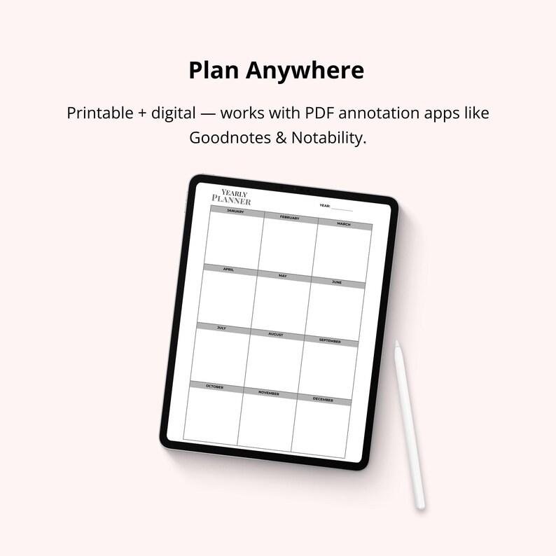 Planner Bundle Printable, Daily + Weekly + Monthly + Yearly, 4-in-1 Set ...
