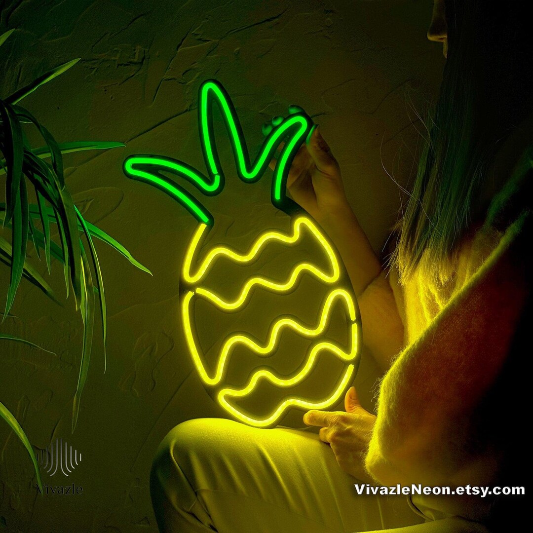 Pineapple Neon Sign - LED Metal Wall Art, Adjustable Brightness ...