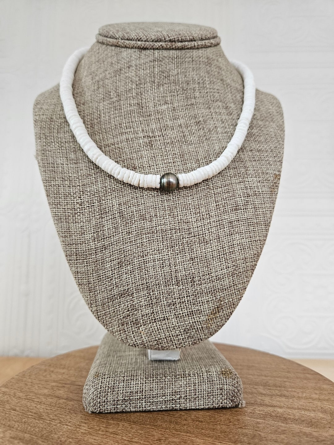 Puka Shell and Tahitian Black Pearl Necklace, Black Pearl Necklace ...