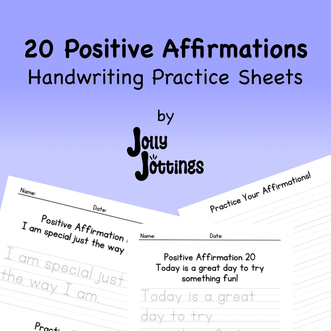 Printable Handwriting Practice Sheets for Kids – 20 Positive ...