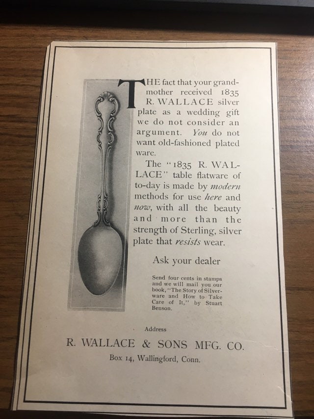 R Wallace and Sons MFG Co 1835 Silverplate Ad Wallingford Connecticut ...