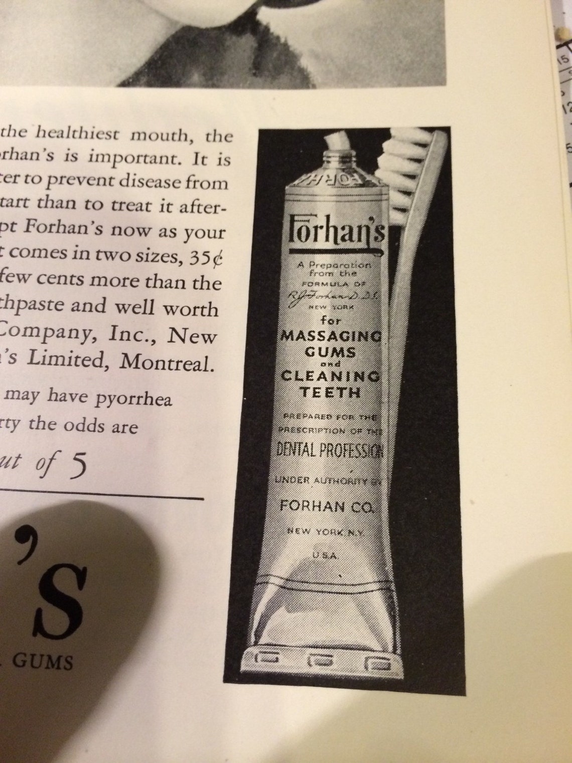 Forhan's Tooth Paste Ad Circa 1930. - Etsy
