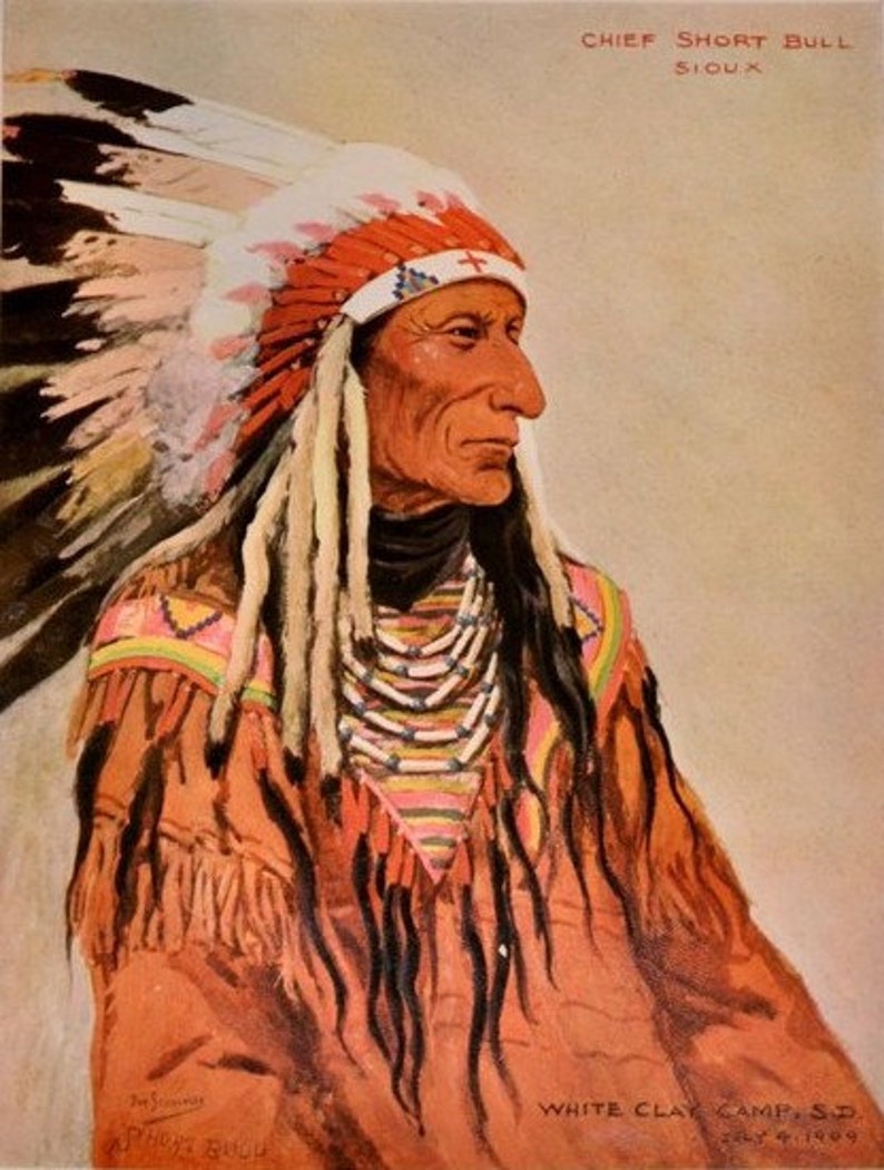 Circa 1904 Chief Short Bull Sioux Native American Image Suitable for ...