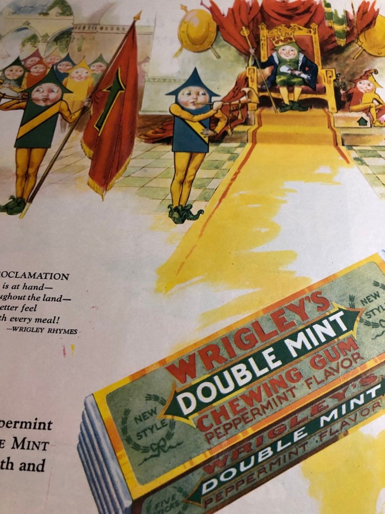 Wrigley's Double Mint Gum Ad Circa 1928. Large Color | Etsy