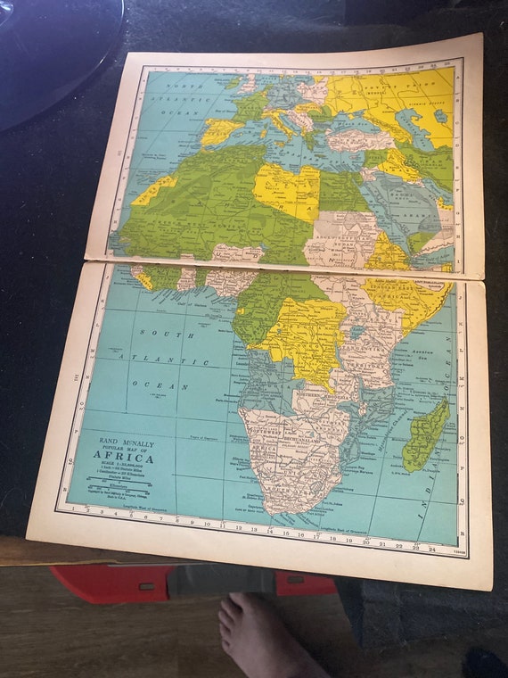 Africa Map Vintage 10 X 14 Book Pages Original Art. Great for - Etsy