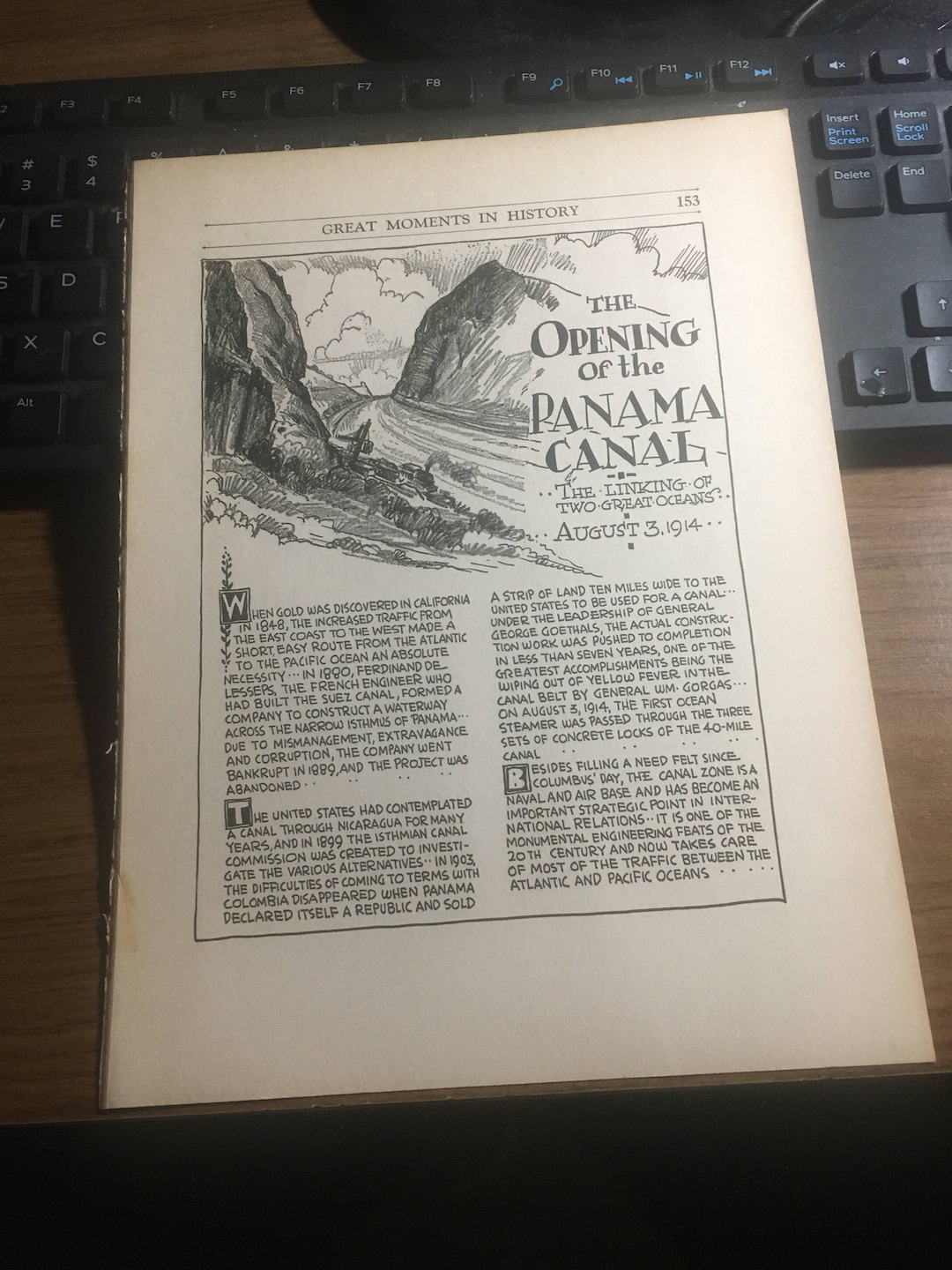 The Opening of the Panama Canal 1914 1933 Book Page History Print ...