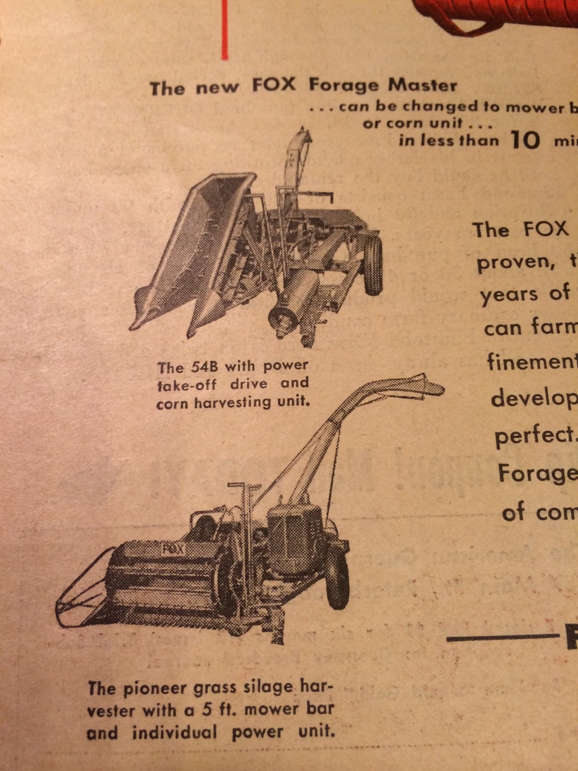 Fox Forage Master Ad. Fox River Tractor Company Appleton Wisconsin. 11 ...